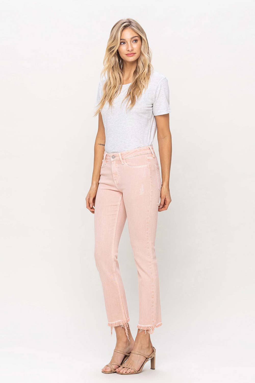 Powdery Pink Cropped Denim Jeans – ART Cloth + Craft