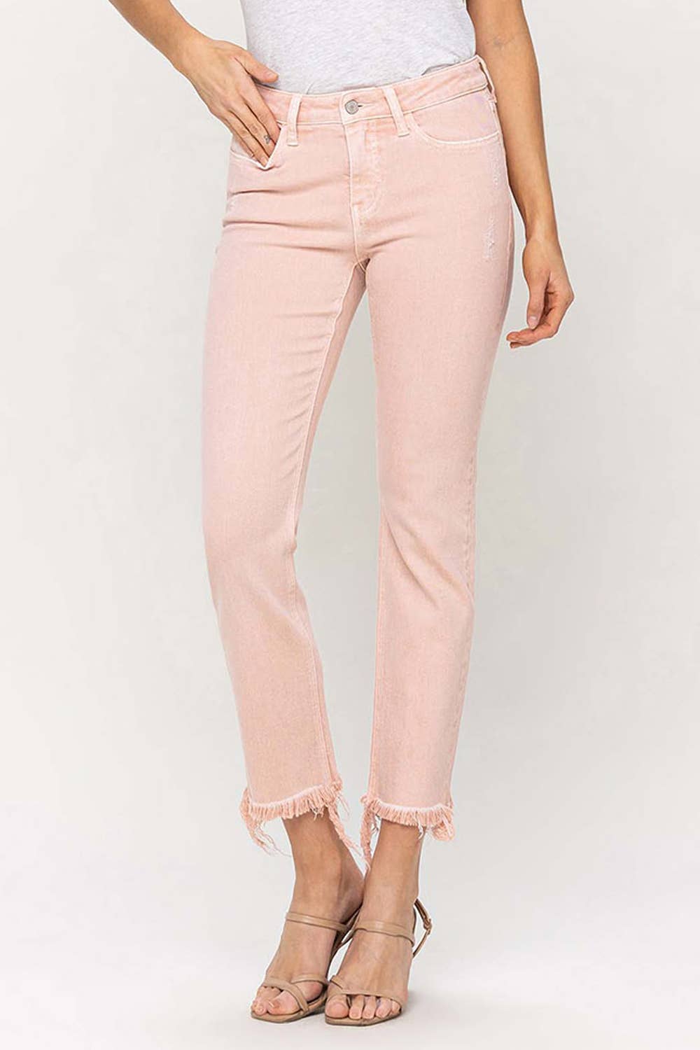 Powdery Pink Cropped Denim Jeans – ART Cloth + Craft